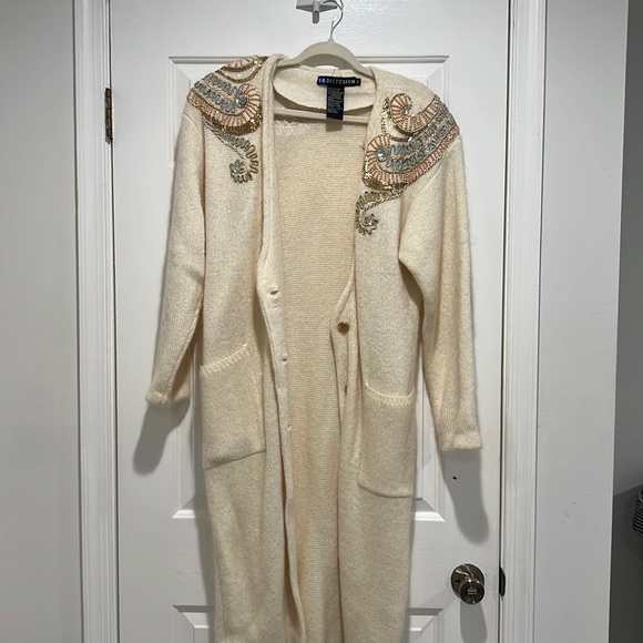 Sweaters | Vintage Style Duster Style Cardigan Cream Colored | Poshmark